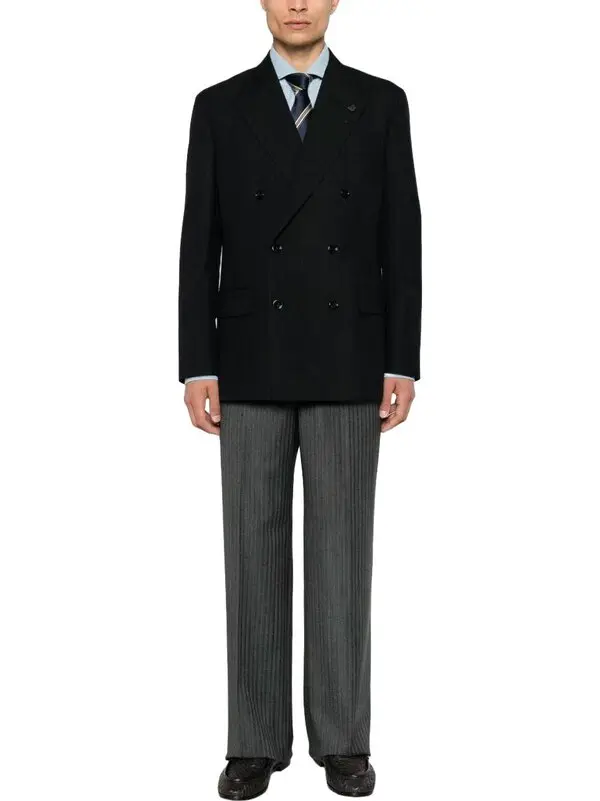 LARDINI Pinstripe Double-breasted Blazer - Blue