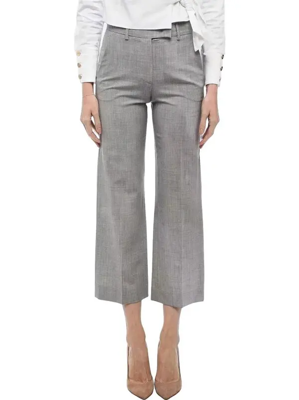 QL2 QUELLEDUE Pressed-crease Cropped Trousers - Grey