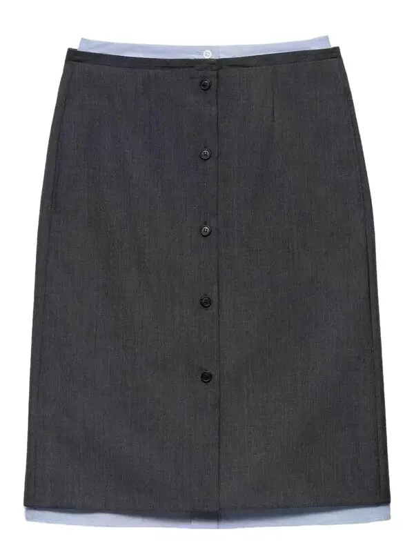 Prada Light Mohair And Chambray Skirt - Grey