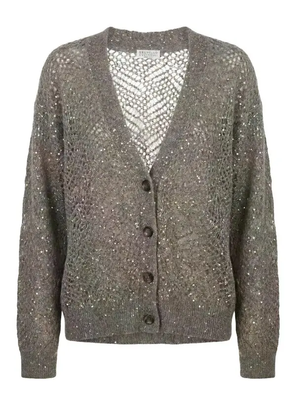 Brunello Cucinelli Dazzling Sequin-embellished Cardigan - Grey