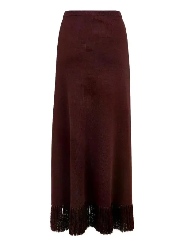Clea Amelia Fringe-hem Maxi Skirt - Brown