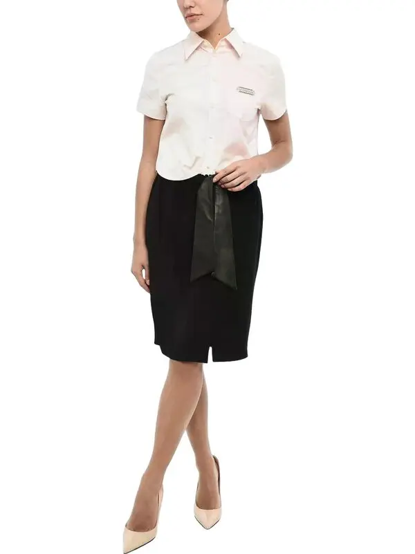 Dsquared2 Leather-belt Front-slit Midi Skirt - Black