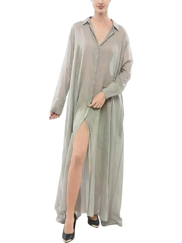 SUPER BLOND Flared Chemisier Maxi Dress - Grey