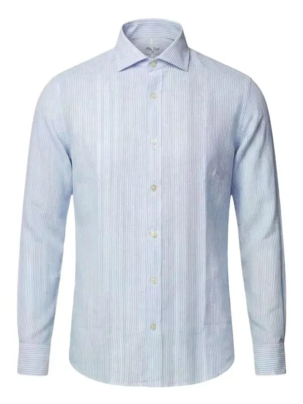 ALLEY DOCKS 963 Vertical-stripe Long-sleeve Shirt - Blue