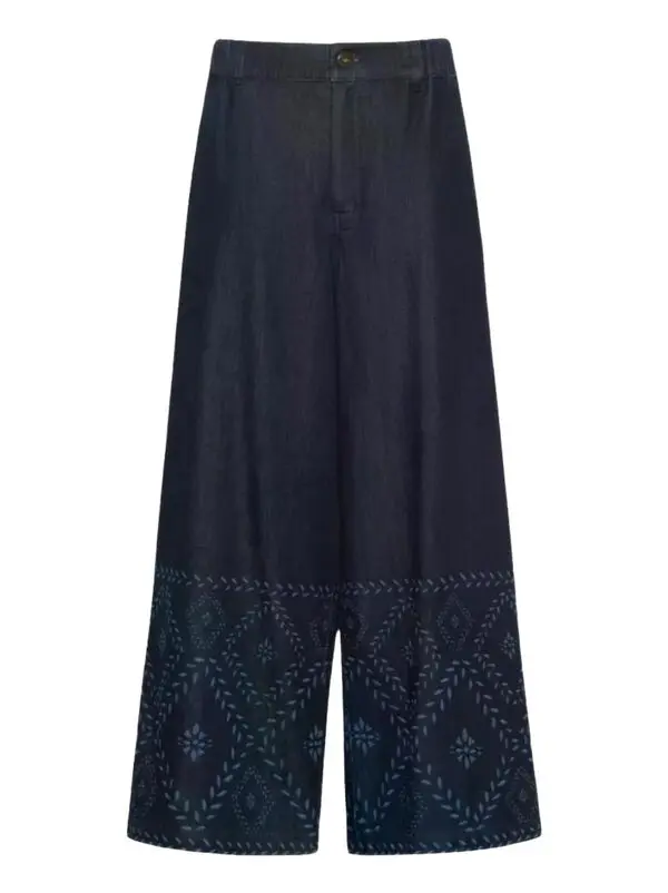 Max Mara Lampada Embroidered Wide-leg Jeans - Blue