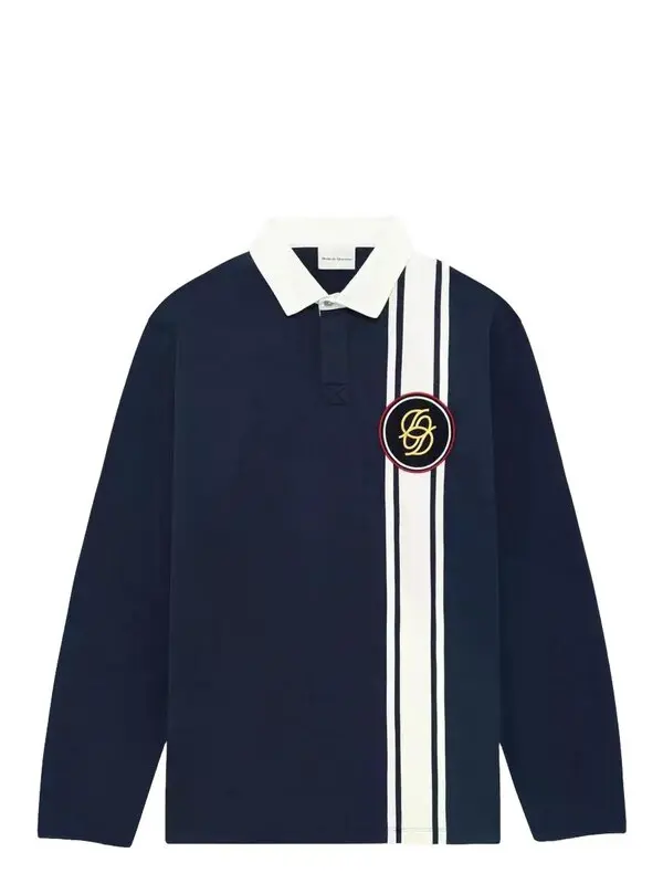 Drole De Monsieur Logo-patch Long-sleeve Polo Shirt - Blue
