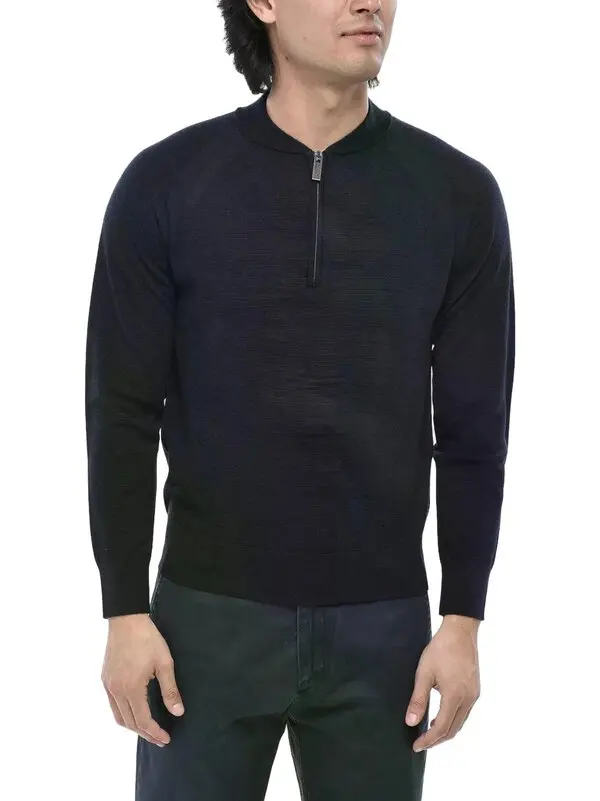 PAOLO PECORA Half-zip Wool Sweater - Blue