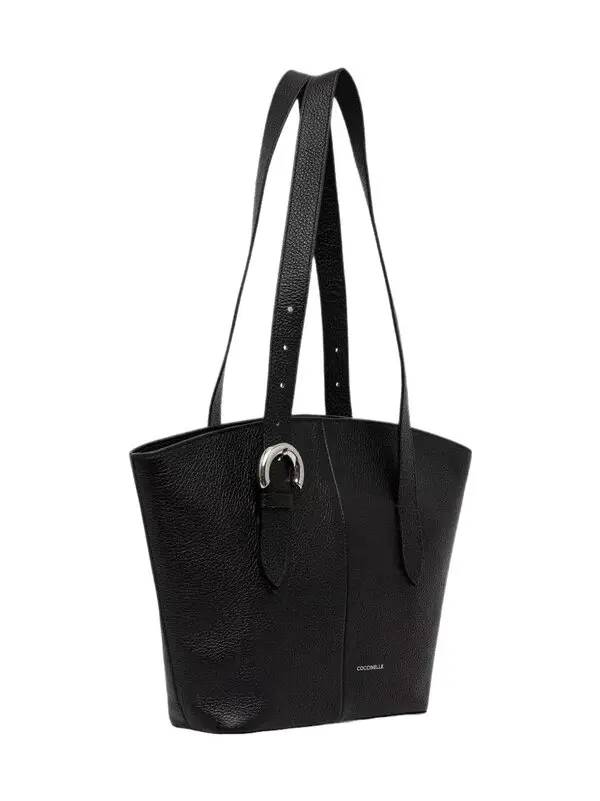 COCCINELLE Buckle-detail Pebbled Tote Bag - Black