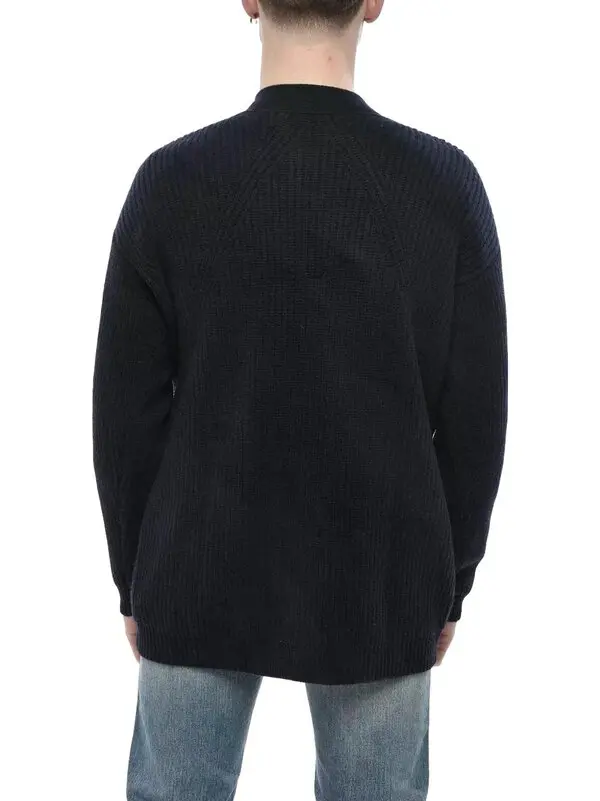 PAOLO PECORA V-neck Ribbed-knit Cardigan - Blue