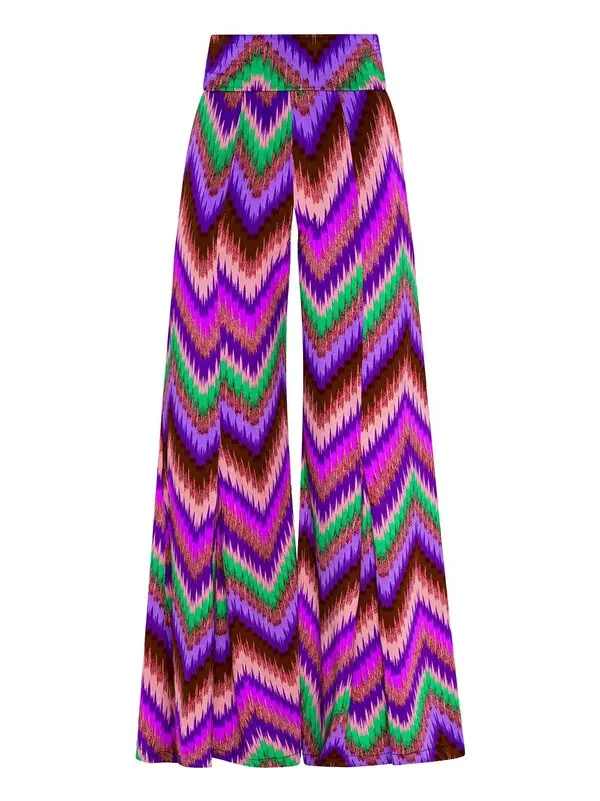 BEATRICE VON TRESCKOW Ikat Stretch Bell Bottom Flare Trousers - Purple