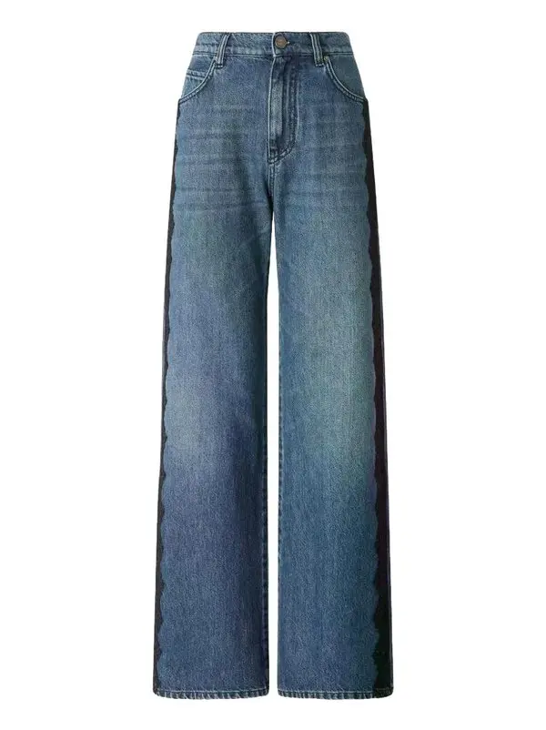 Pinko Lace-trim Wide-leg Jeans - Blue