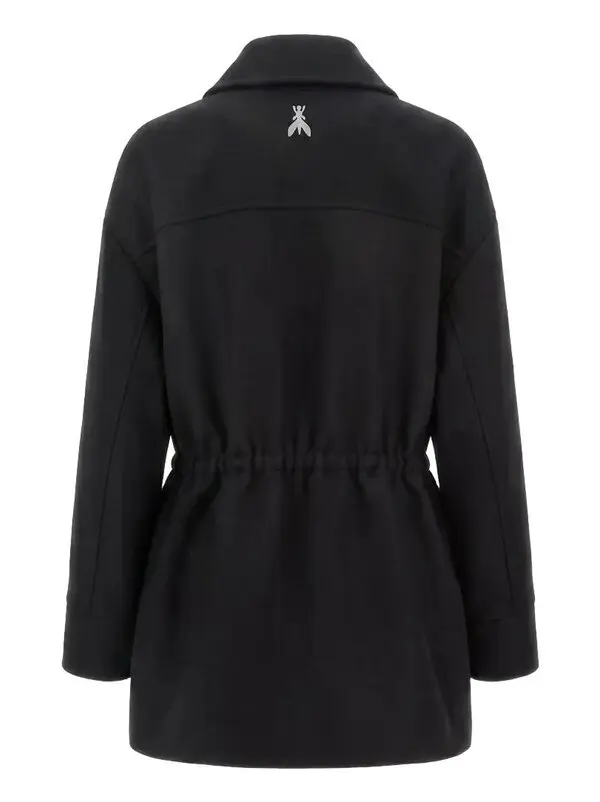 Patrizia Pepe Drawstring Long-sleeve Coat - Black