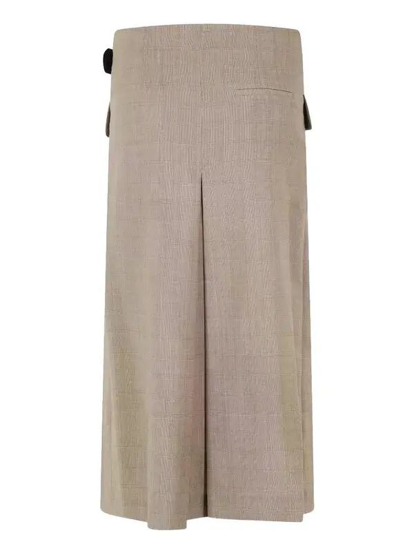 SEMICOUTURE Cressida Belted Pleated Midi Skirt - Neutrals