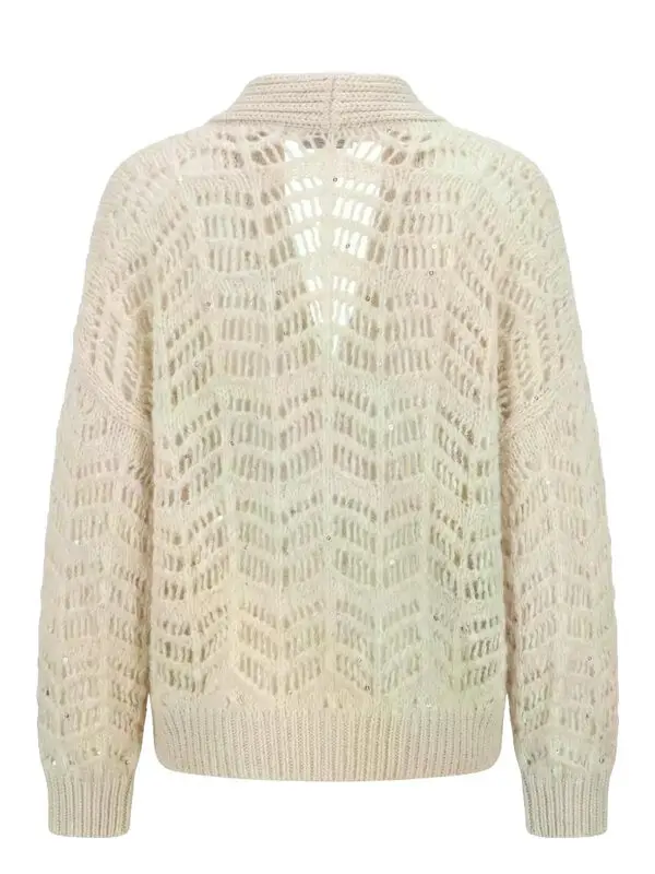 Peserico Sequin-embellished Open-knit Cardigan - White