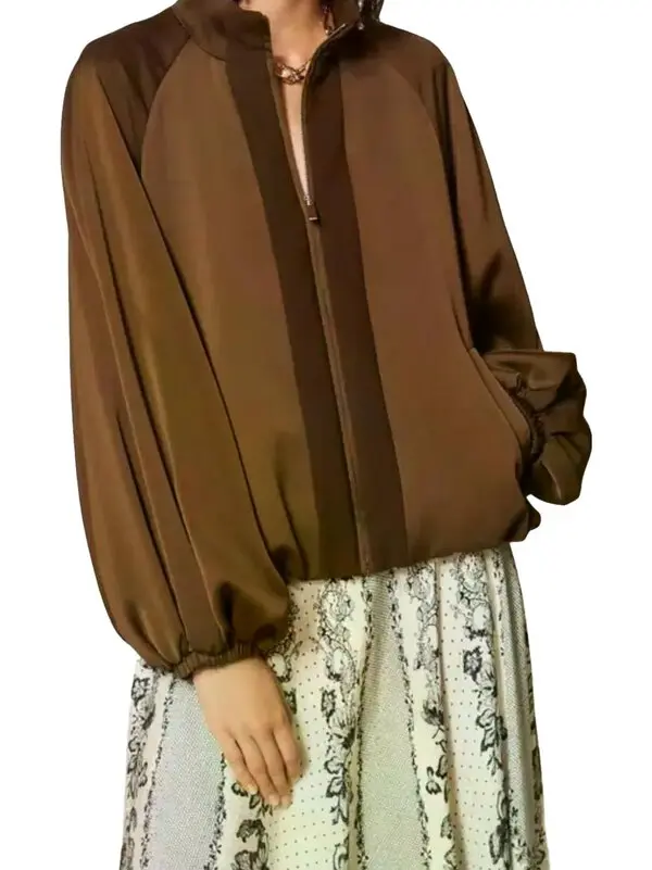 TWINSET Zip-up Balloon-sleeve Bomber Jacket - Brown