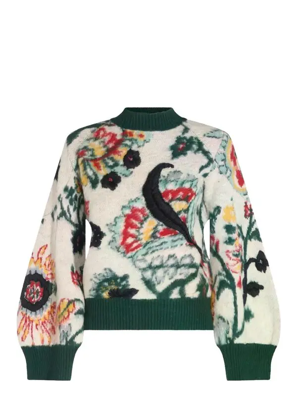Sacai Floral-intarsia Wool Sweater - White