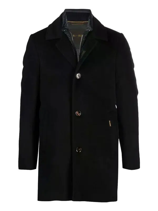 MOORER Layered Single-breasted Wool Coat - Blue