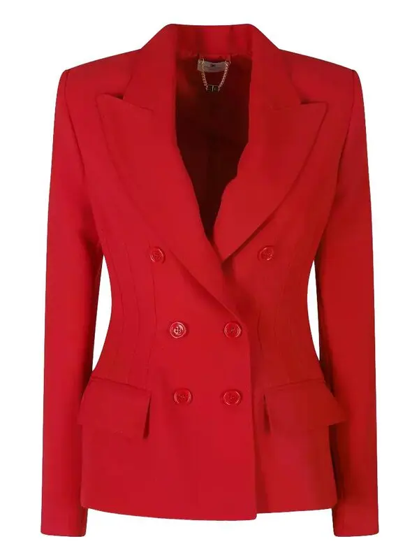 Elisabetta Franchi Double-breasted Peaked-lapel Jacket - Red