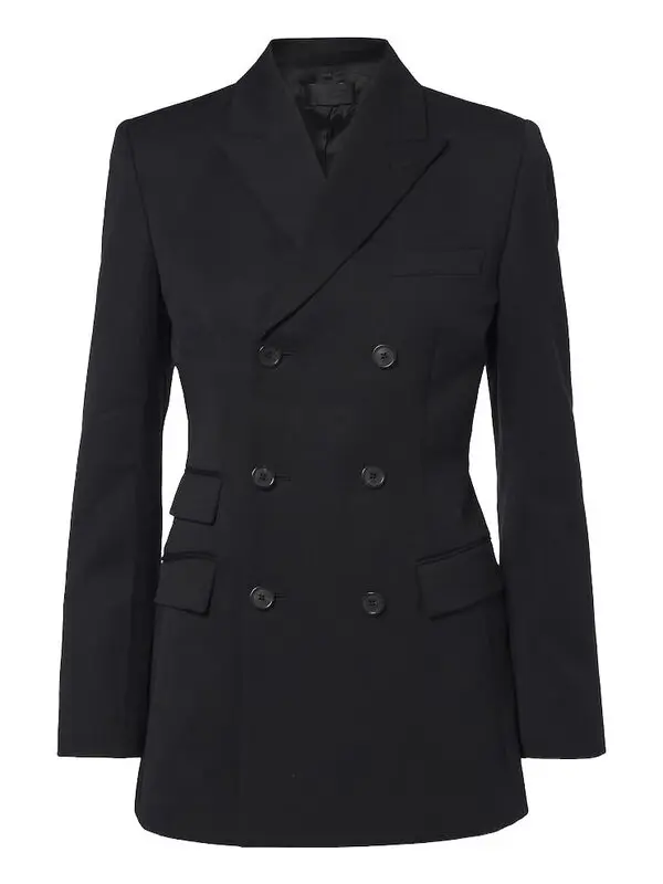 NILI LOTAN Noah Double-breasted Virgin Wool Blazer - Black