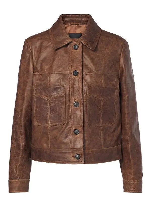 NILI LOTAN Susannah Leather Jacket - Brown