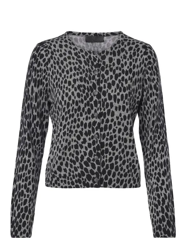 NILI LOTAN Keelah Leopard-print Cashmere Cardigan - Grey