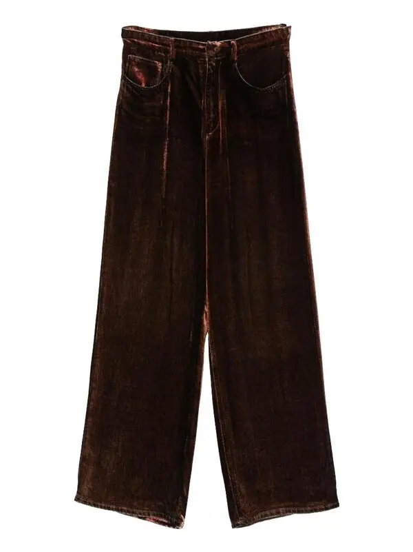 PIERRE-LOUIS MASCIA Velvet Wide-leg Trousers - Red