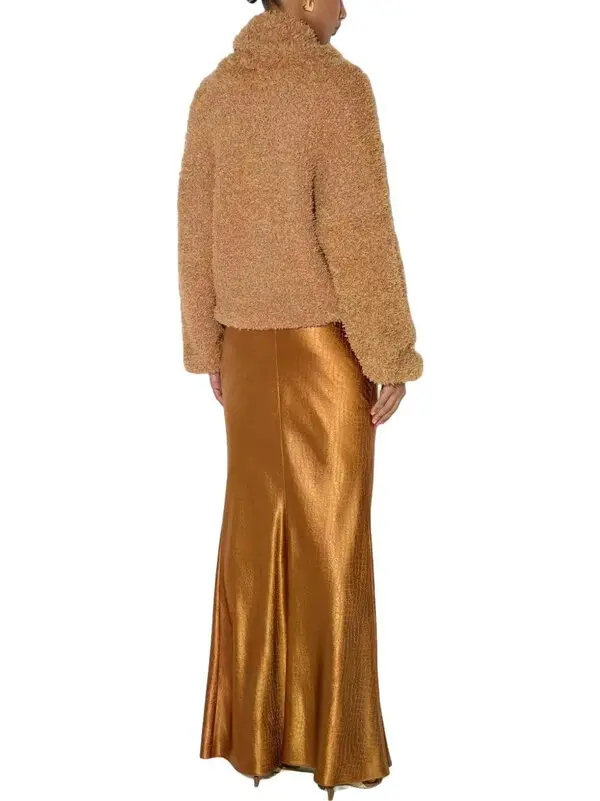 Elisabetta Franchi Satin Skirt With Scale-like Texture - Brown