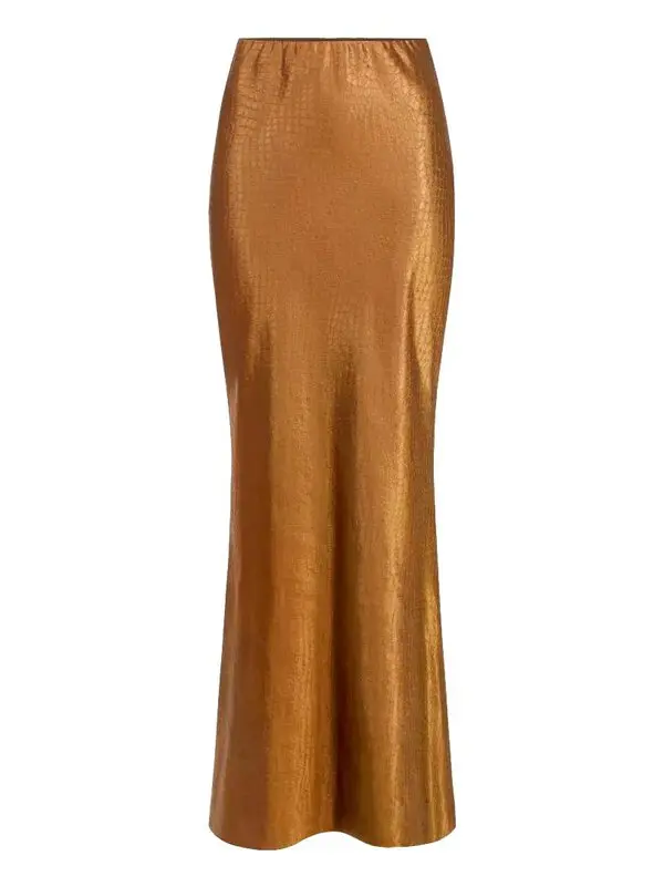 Elisabetta Franchi Satin Mermaid Skirt With Scale-like Texture - Brown