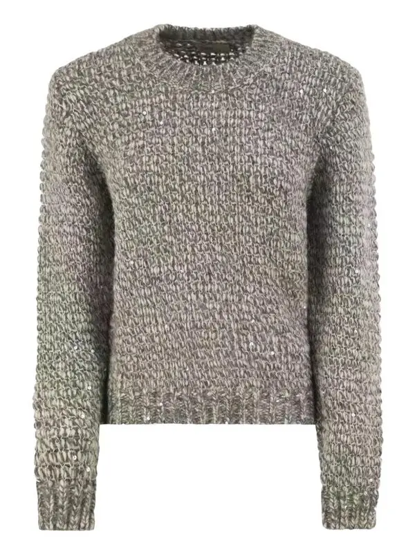 Herno Sequin-embellished Textured-knit Sweater - Grey