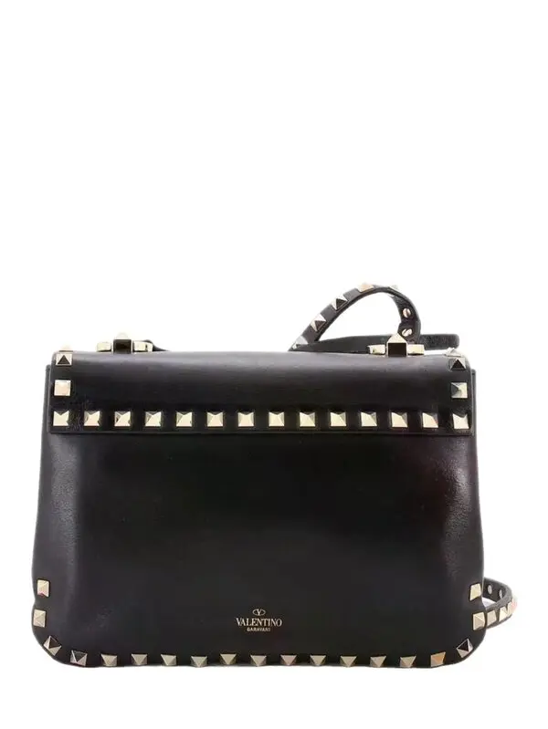 Valentino Garavani Rockstud Flip Lock Flap Bag Leather Small Shoulder Bag - Black