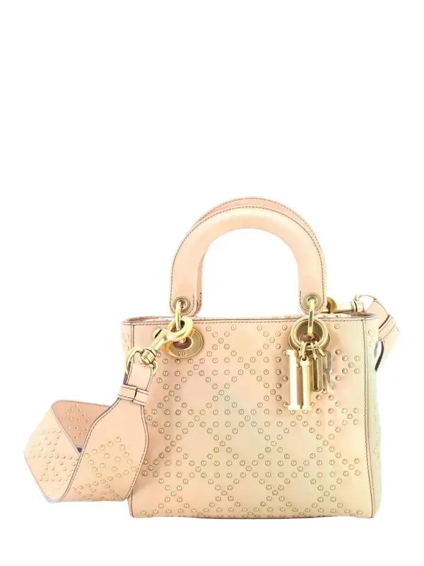 Dior Supple Lady Bag Cannage Studded Lambskin Small Crossbody Bag - Neutrals