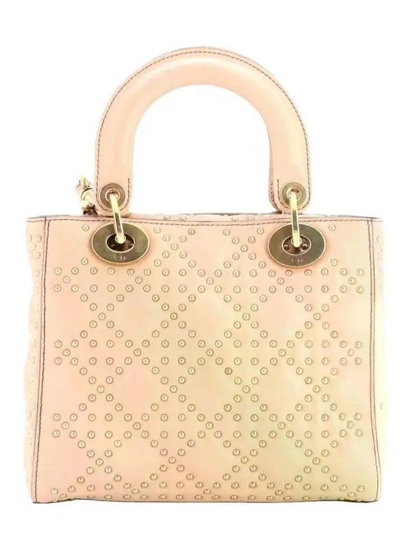 Dior Supple Lady Bag Cannage Studded Lambskin Small Crossbody Bag - Neutrals