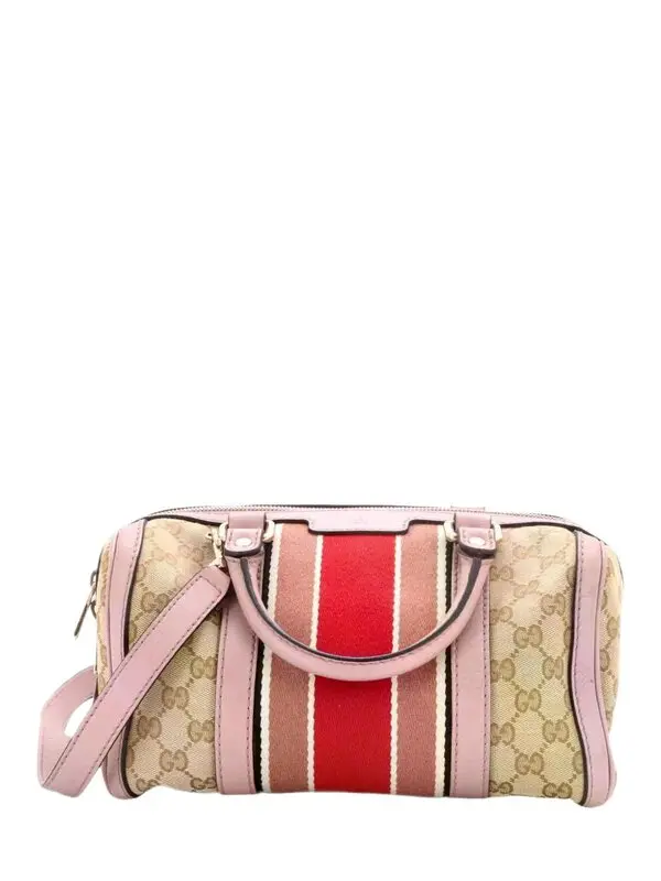 Gucci Vintage Web Boston Bag Gg Canvas Small Satchel - Brown