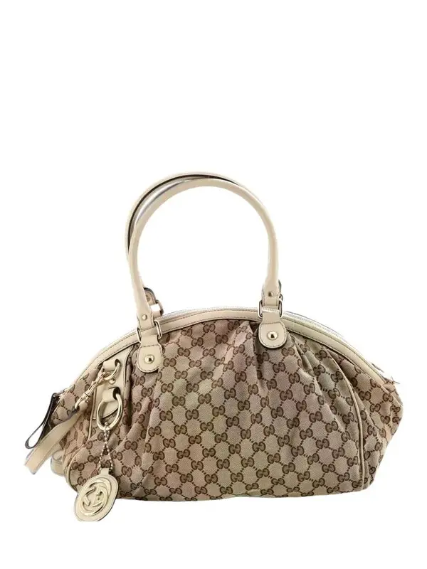 Gucci Monogram Gg Canvas Sukey Boston Satchel - Brown
