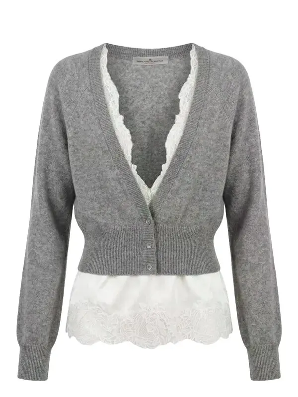 Ermanno Scervino Lace-trim Layered Cardigan - Grey