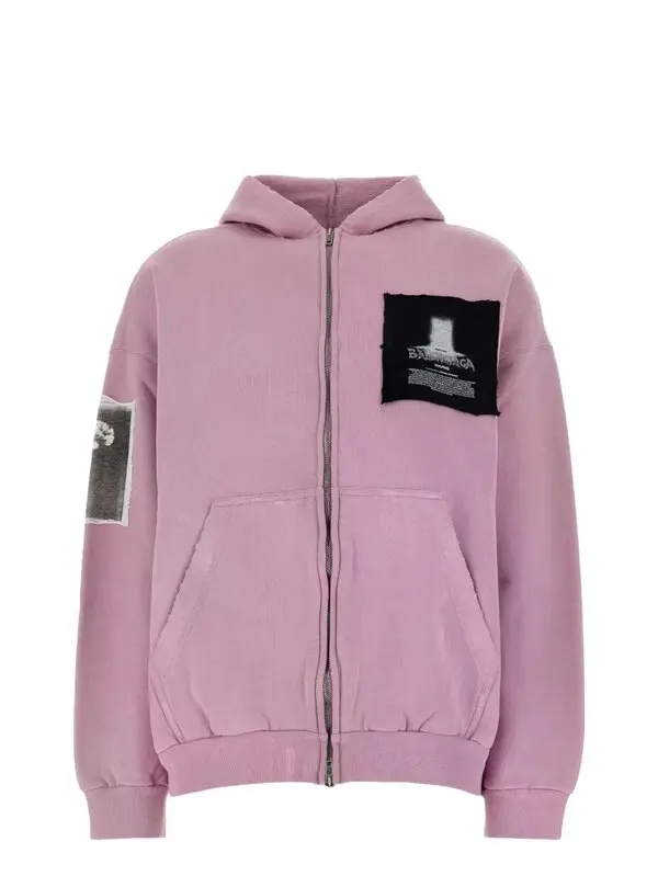 Balenciaga Patch-detail Zip-up Hoodie - Pink