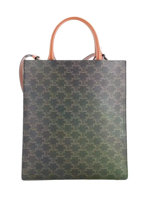 Celine Vertical Cabas Triomphe Coated Canvas Small Tote Bag - Brown