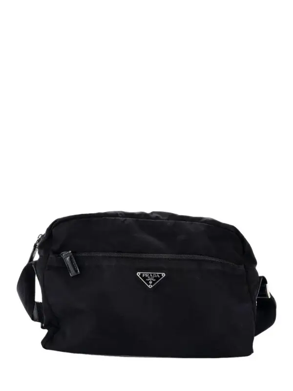 Prada Front Pocket Camera Bag Tessuto Medium Crossbody Bag - Black