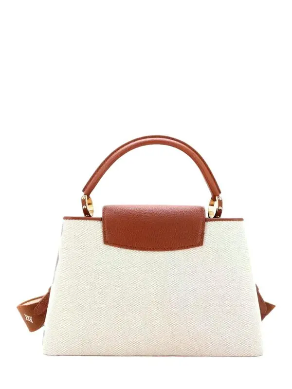 LOUIS VUITTON Capucines Bag Canvas With Taurillon Leather Pm Satchel - Neutrals