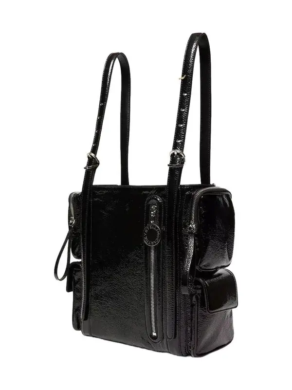Stella McCartney Crinkled-finish Multi-pocket Tote Bag - Black