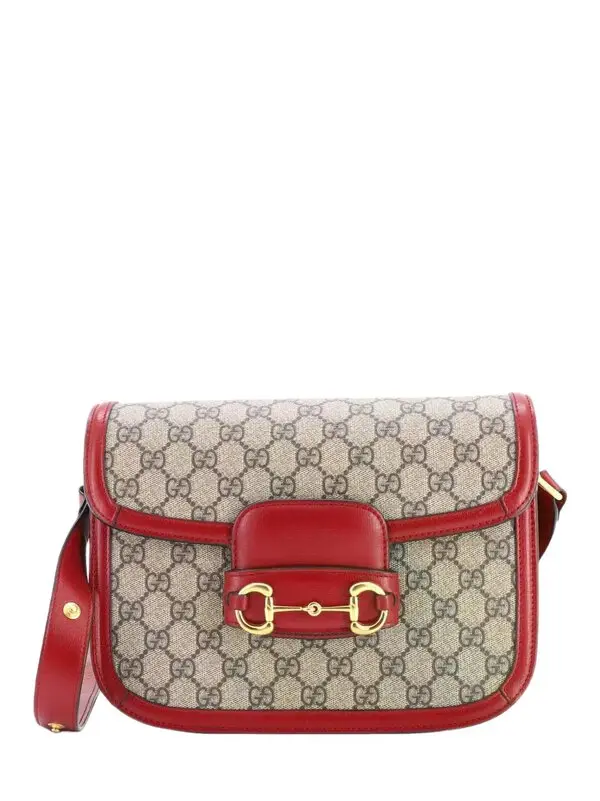 Gucci Horsebit 1955 Shoulder Bag Gg Coated Canvas With Leather Small Crossbody Bag - Brown