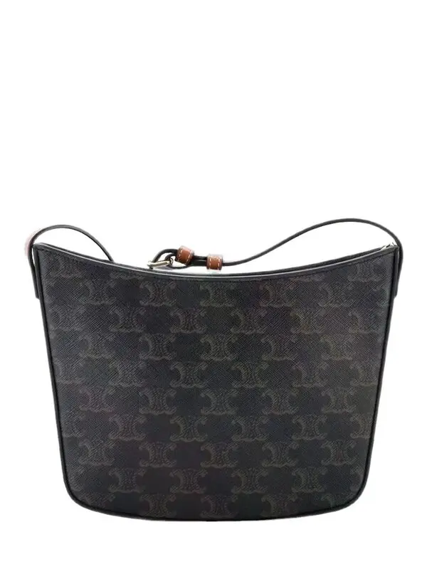 Celine Croque Triomphe Coated Canvas Medium Hobo Bag - Black
