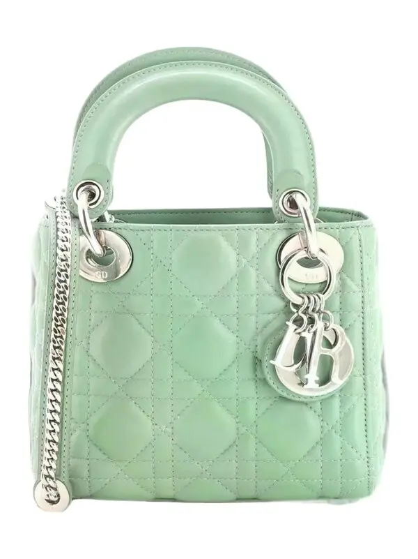 Dior Lady Chain Bag Cannage Quilt Lambskin Mini Satchel - Green