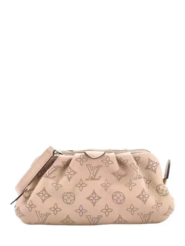 LOUIS VUITTON Scala Pouch Bag Mahina Leather Mini Clutch Bag - Neutrals