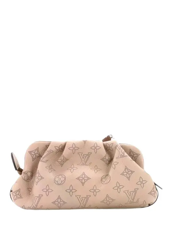 LOUIS VUITTON Scala Pouch Bag Mahina Leather Mini Clutch Bag - Neutrals