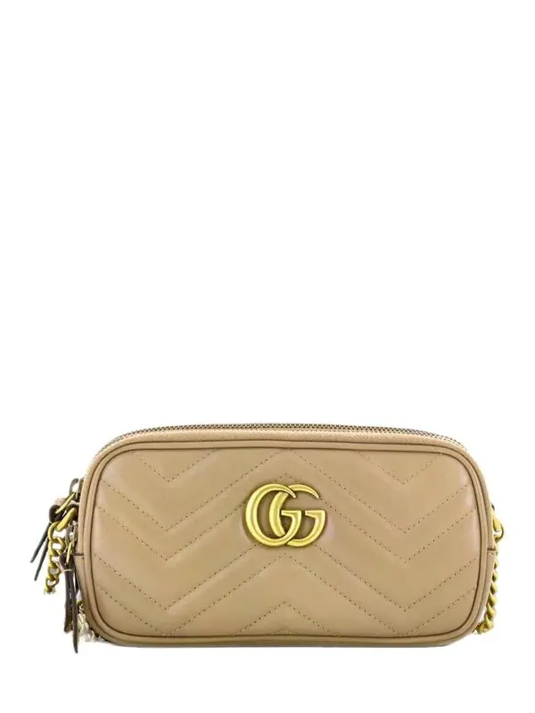 Gucci Gg Marmont Triple Zip Chain Bag Matelasse Leather Mini Crossbody Bag - Neutrals