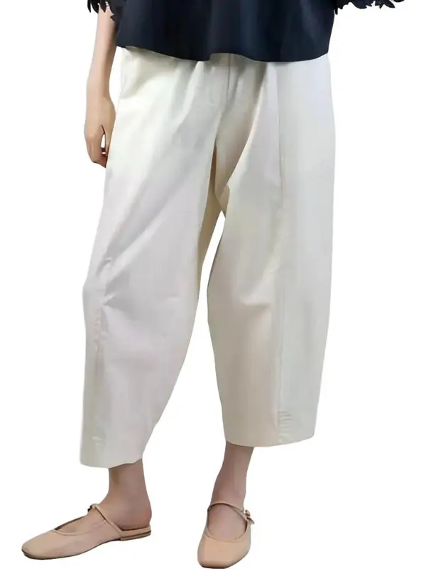 PSOPHIA Soft-volume Elastic-waistband Wide-leg Cotton Trousers - Neutrals