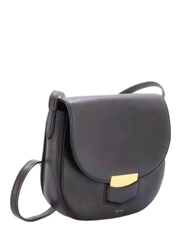 Celine Trotteur Grainy Leather Small Crossbody Bag - Grey