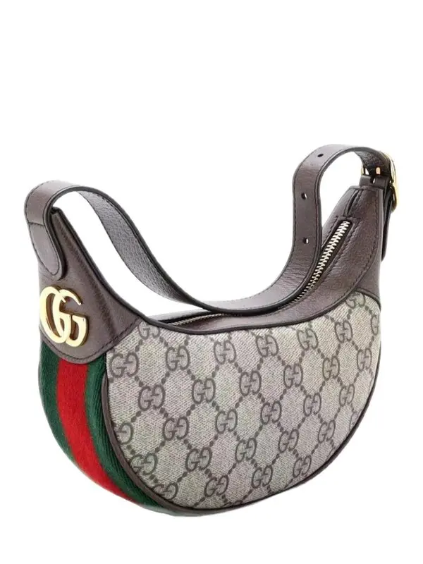 Gucci Ophidia Half Moon Bag Gg Coated Canvas Mini Hobo Bag - Brown