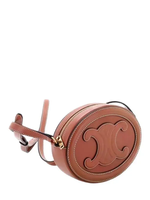 Celine Triomphe Oval Leather Mini Crossbody Bag - Brown